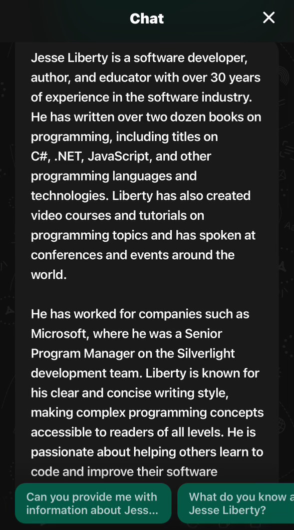 Jesse Liberty :csharp: (@jesseliberty@hachyderm.io) - Hachyderm.io